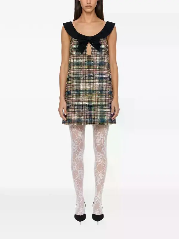 SHUSHU/TONG Tweed Bow-detail Mini Dress - Black