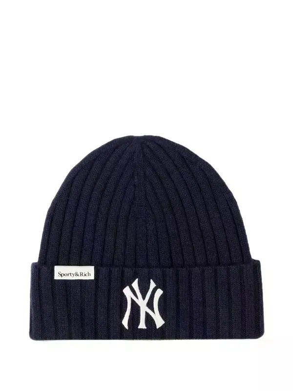Sporty & Rich X New York Yankees Ribbed-knit Beanie Hat - Blue