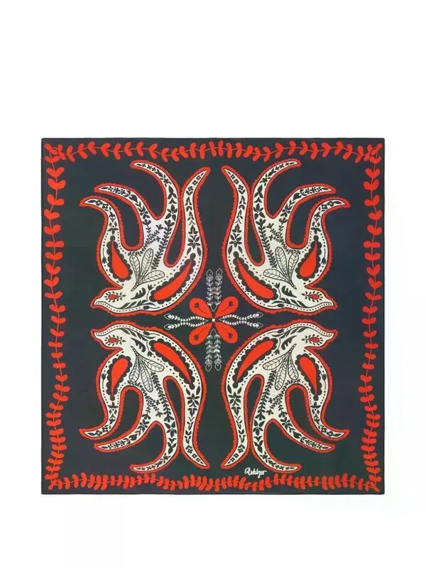 Rodebjer Four Swallow Silk Scarf - Grey