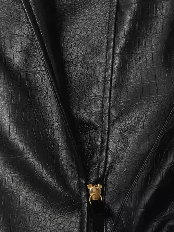 NINEMINUTES The Virgo Crocodile-effect Cropped Jacket