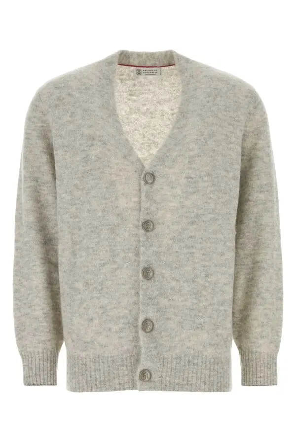 Brunello Cucinelli Melange Grey Alpaca Blend Cardigan - Gray