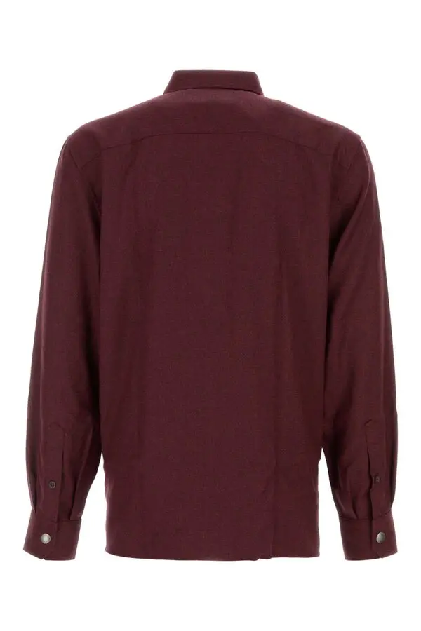 Brunello Cucinelli Burgundy Flannel Shirt