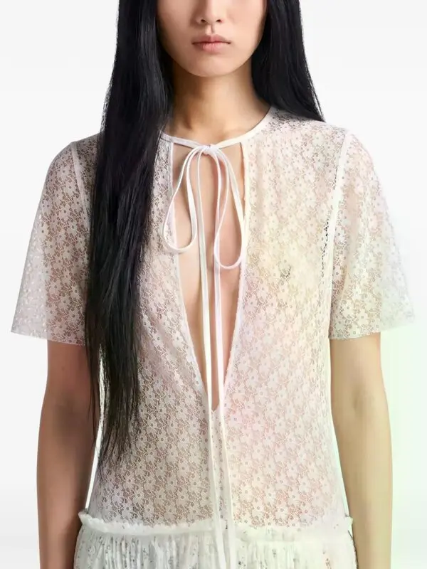 JW Anderson Lace-panelled Asymmetric-hem Midi Dress