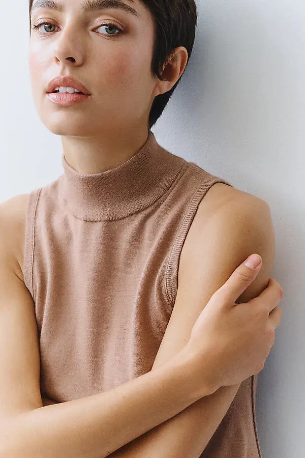 Anthropologie 100% Cashmere Sleeveless Sweater - Brown