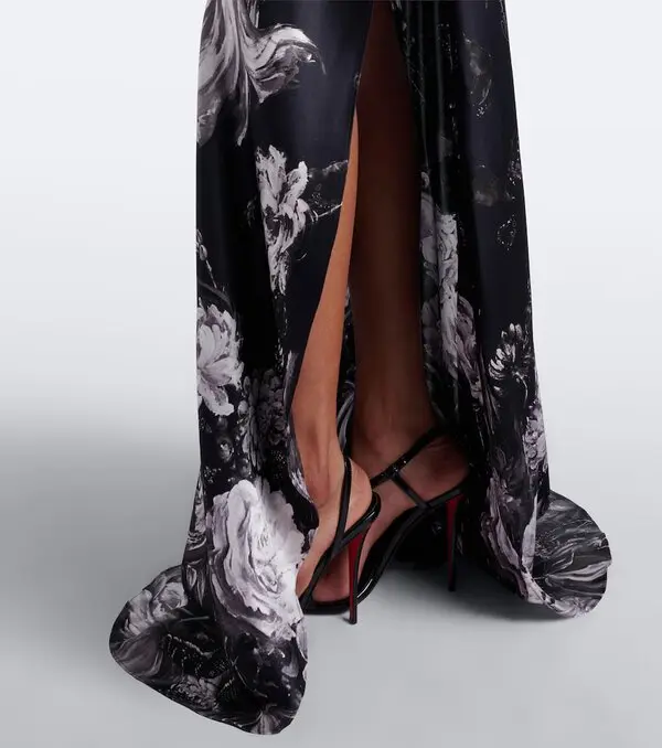 Roberto Cavalli Floral Halterneck Silk Maxi Dress