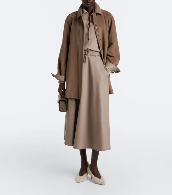 Max Mara Belted Cashmere-blend Midi Skirt