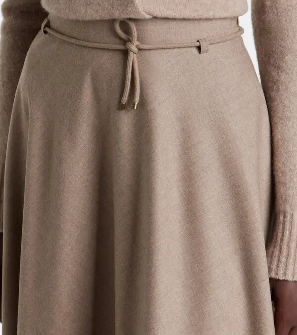 Max Mara Belted Cashmere-blend Midi Skirt