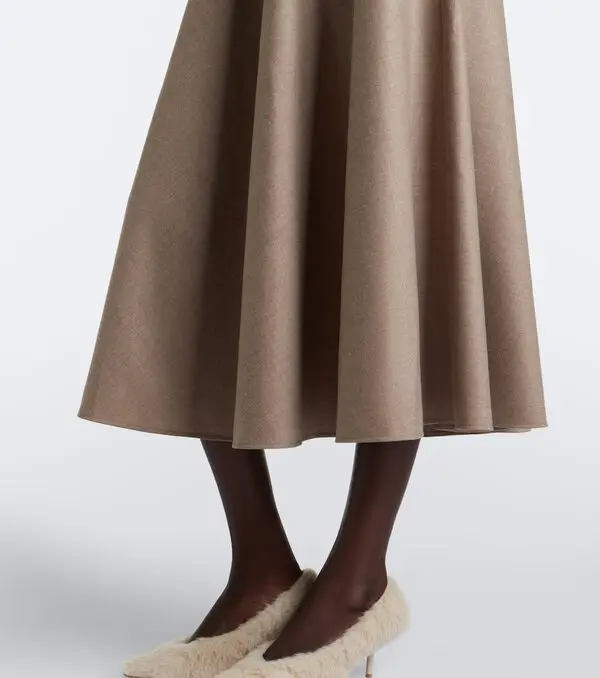 Max Mara Belted Cashmere-blend Midi Skirt