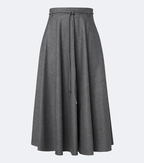 Max Mara Belted Pleated Cashmere-blend Midi Skirt - Grey