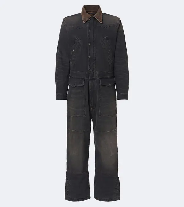 Ralph Lauren Corduroy-trimmed Denim Jumpsuit