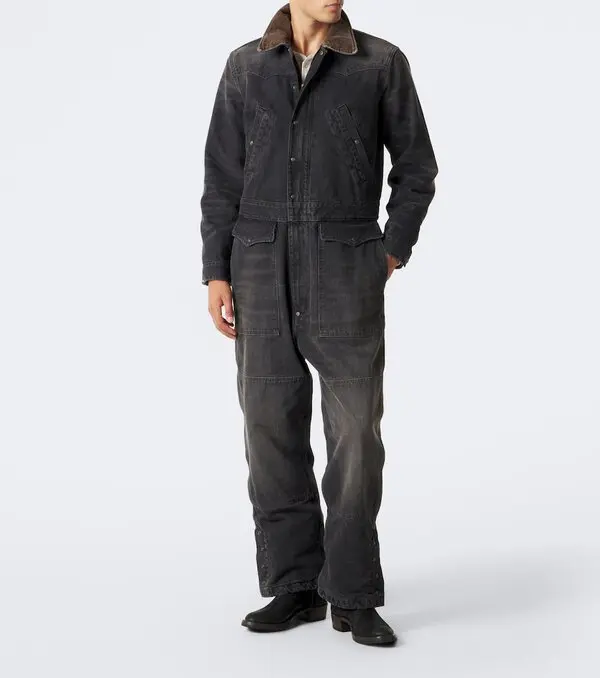 Ralph Lauren Corduroy-trimmed Denim Jumpsuit