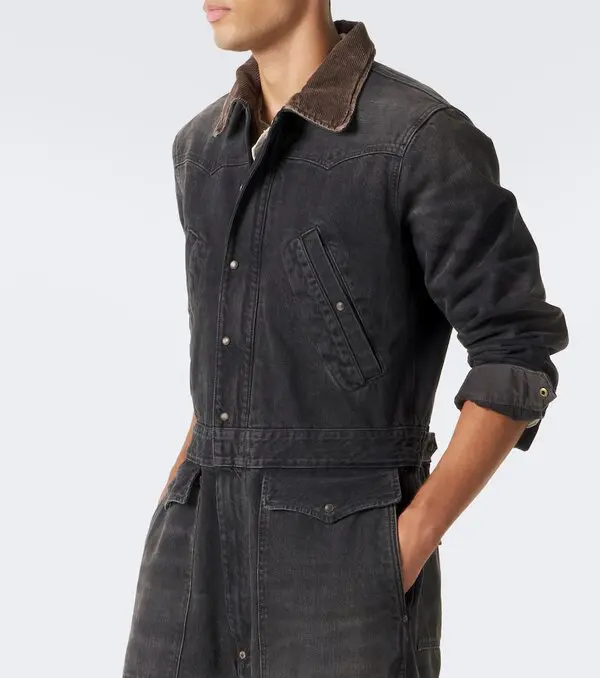 Ralph Lauren Corduroy-trimmed Denim Jumpsuit