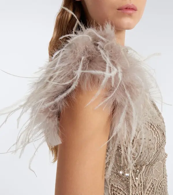 GEORGES HOBEIKA Embellished Guipure Lace Gown