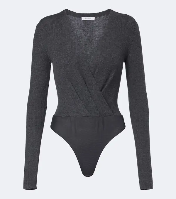 Max Mara Draped Cashmere Bodysuit - Grey