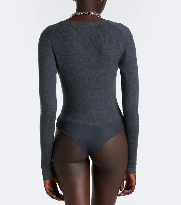 Max Mara Draped Cashmere Bodysuit - Grey