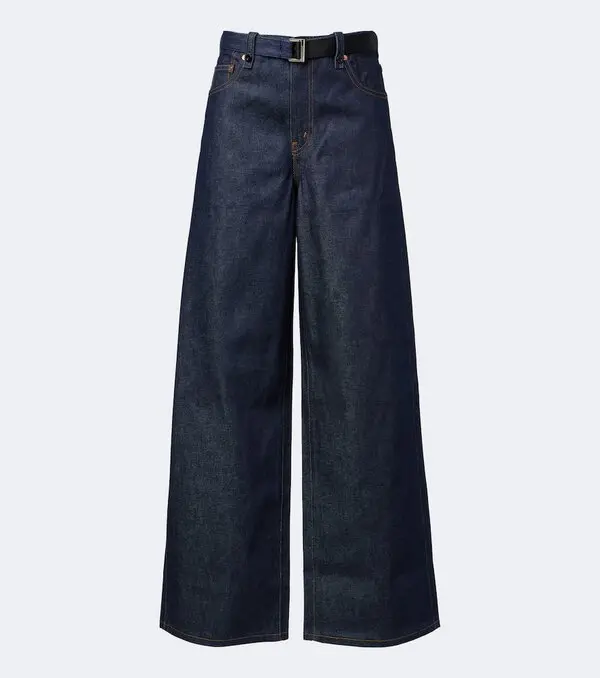 Sacai Belted Wide-leg Jeans - Blue