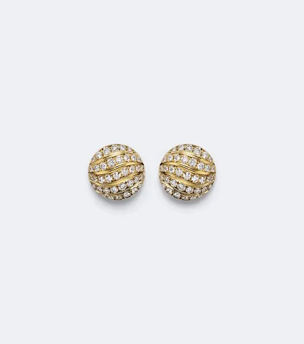 David Yurman Sculpted Cable 18kt Earrings With Diamonds - Gold