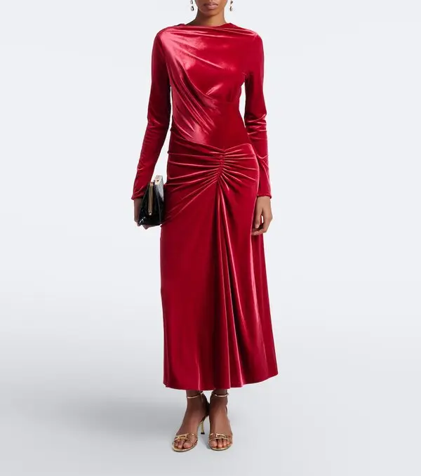 Simkhai Ferrera Gathe Velvet Midi Dress