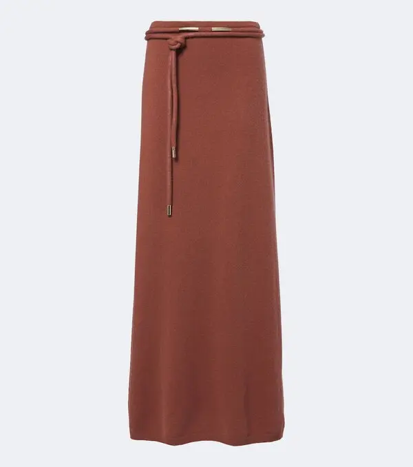 Max Mara Knitted Cashmere Maxi Skirt - Brown