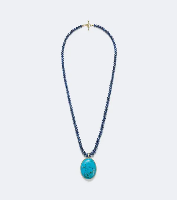 OCTAVIA ELIZABETH Jumbo Hidden Gem 18kt Necklace With Sapphires And Turquoise - Gold