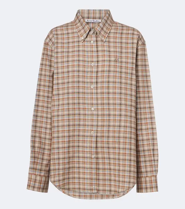 Acne Studios Checked Cotton And Linen Shirt