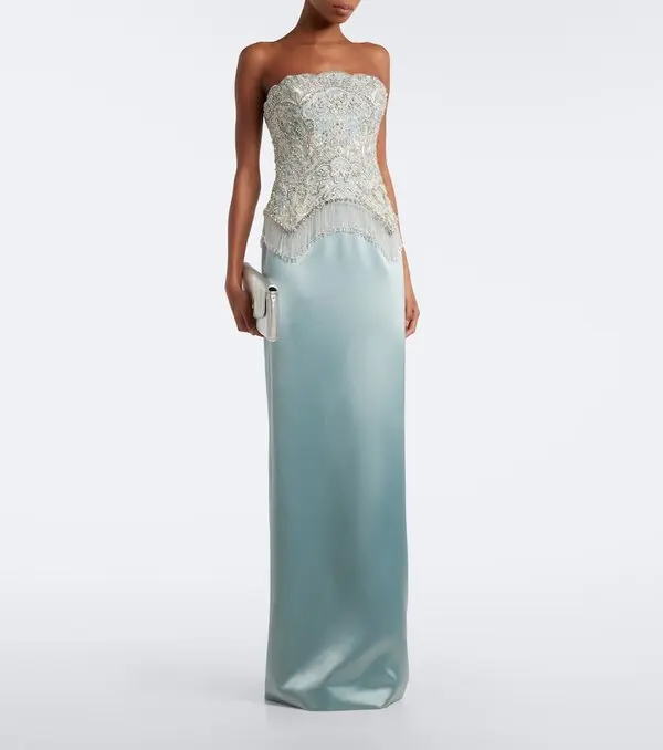 GEORGES HOBEIKA Embellished Satin Corset Gown