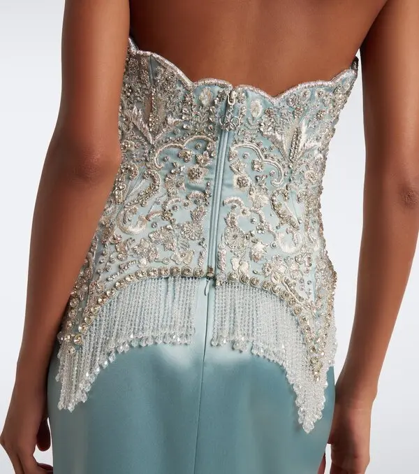 GEORGES HOBEIKA Embellished Satin Corset Gown