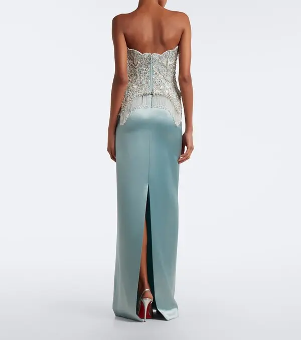 GEORGES HOBEIKA Embellished Satin Corset Gown