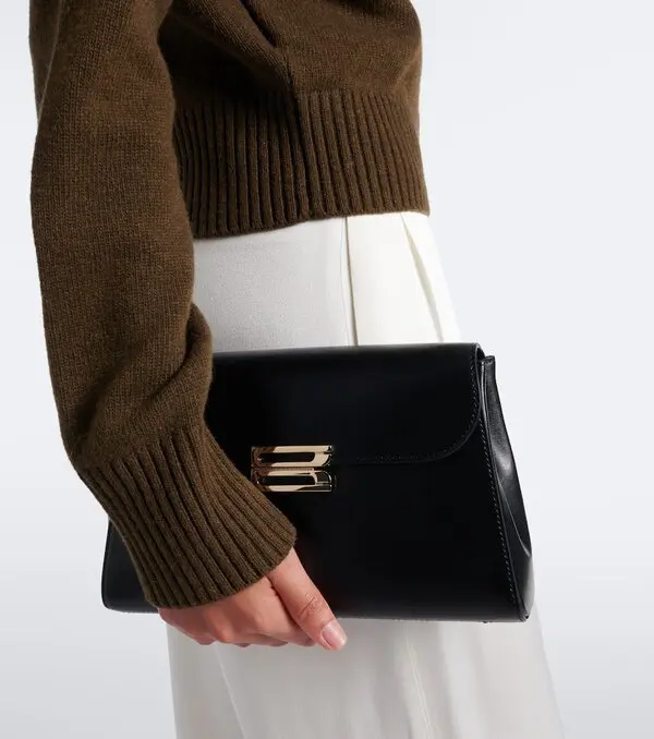 Victoria Beckham Dorian Trapeze Leather Shoulder Bag - Black