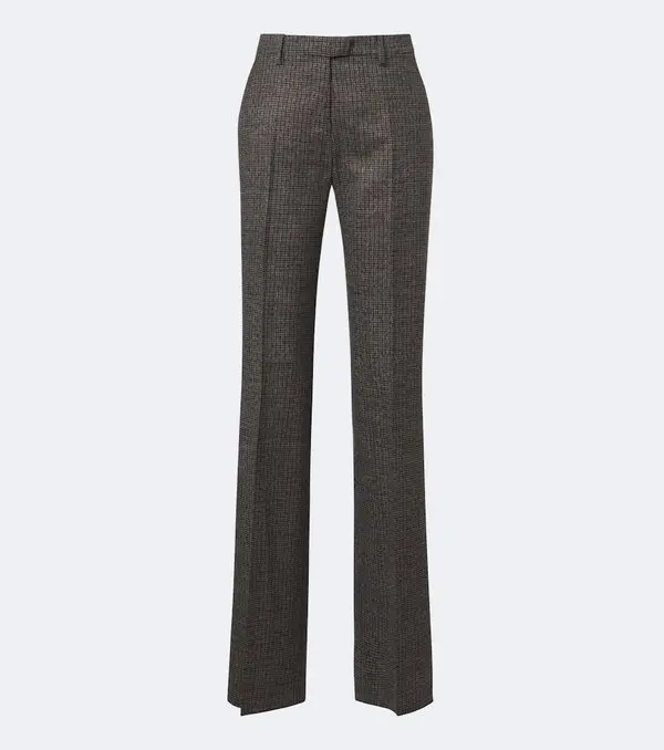 Etro Checked Wool Straight Pants - Grey