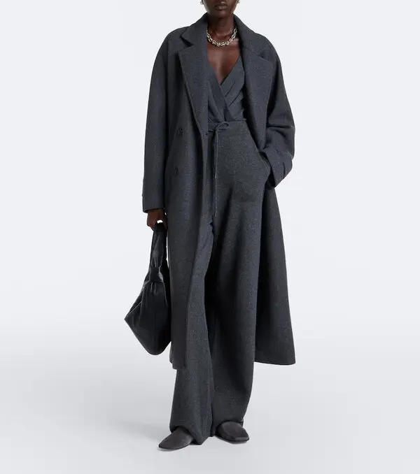 Max Mara Knitted Cashmere Wide-leg Pants - Grey