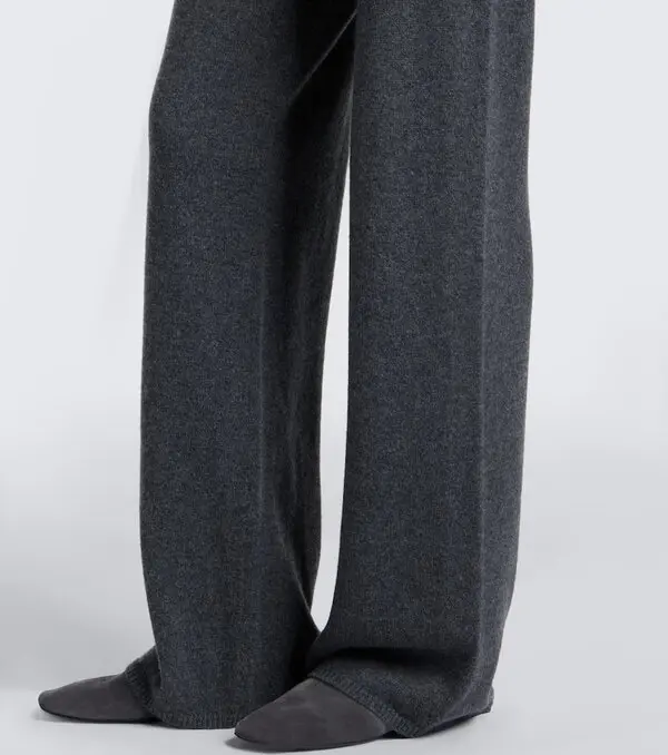Max Mara Knitted Cashmere Wide-leg Pants - Grey