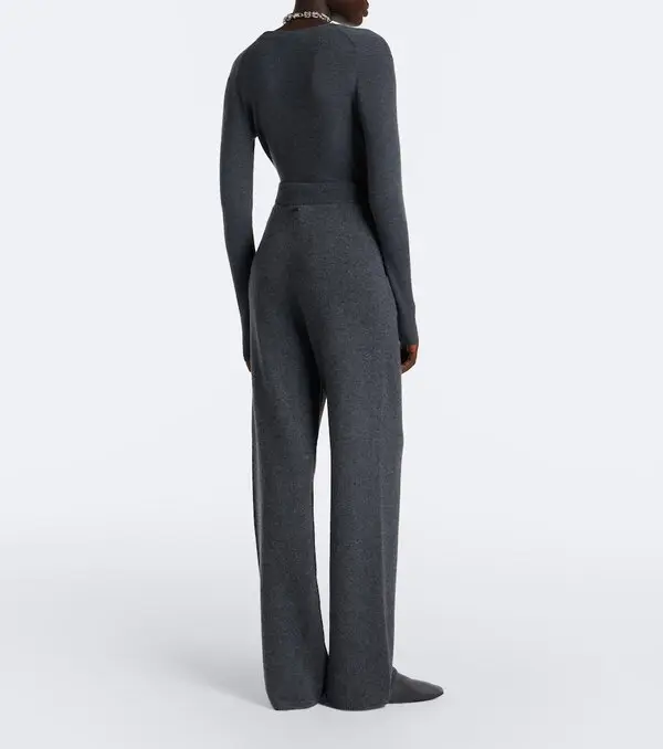 Max Mara Knitted Cashmere Wide-leg Pants - Grey