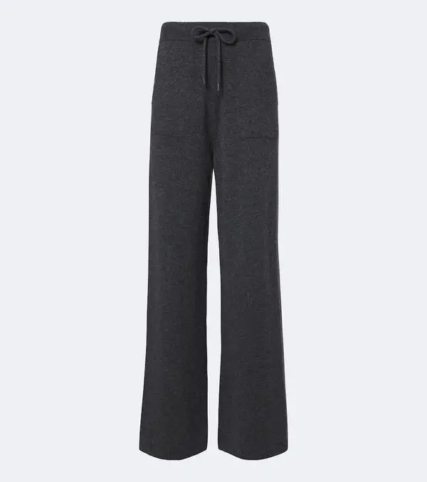Max Mara Knitted Cashmere Wide-leg Pants - Grey