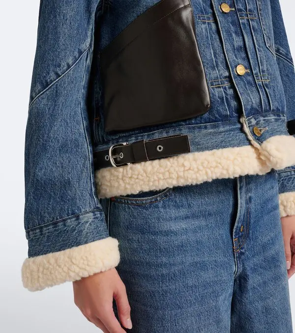 Sacai Leather-trimmed Denim Jacket - Blue