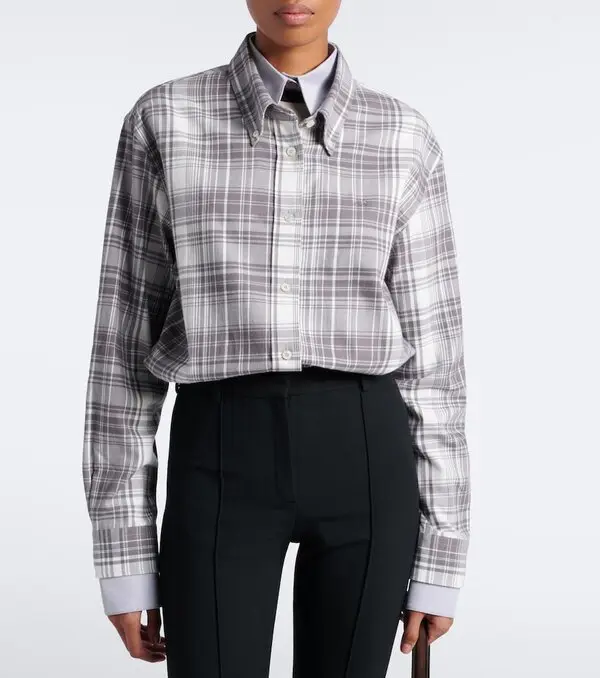 Acne Studios Checked Layered Cotton Flannel Shirt