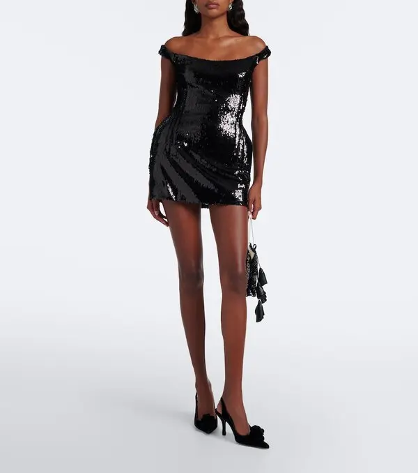 Magda Butrym Sequined Off-shoulder Minidress