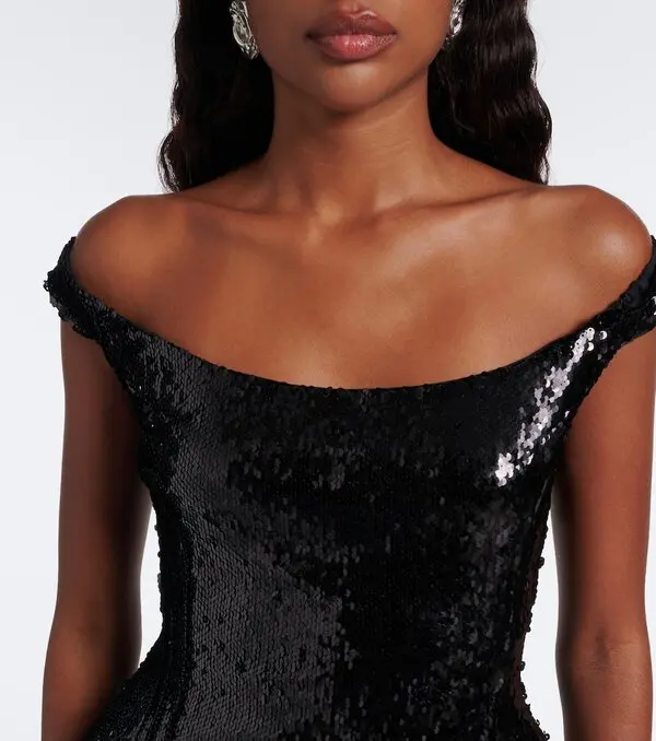 Magda Butrym Sequined Off-shoulder Minidress