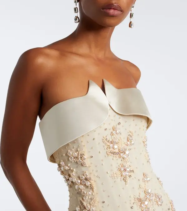 GEORGES HOBEIKA Embellished Tulle Bustier Gown