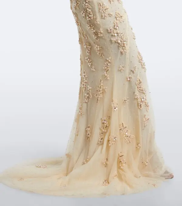 GEORGES HOBEIKA Embellished Tulle Bustier Gown