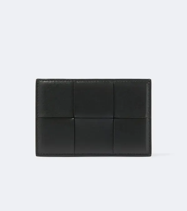 Bottega Veneta Cassette Intreccio Leather Card Holder - Green
