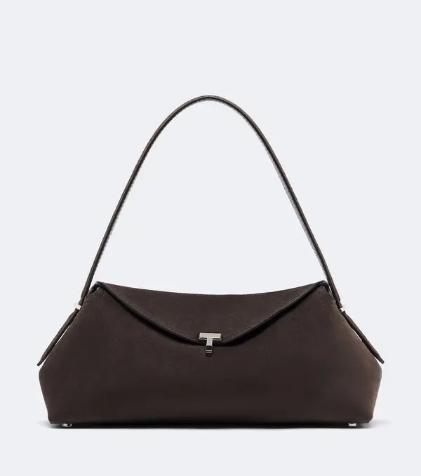 TOTEME T-lock Medium Suede Shoulder Bag - Brown