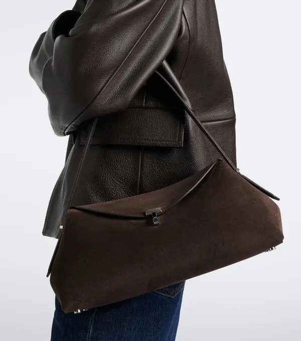 TOTEME T-lock Medium Suede Shoulder Bag - Brown