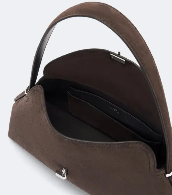 TOTEME T-lock Medium Suede Shoulder Bag - Brown