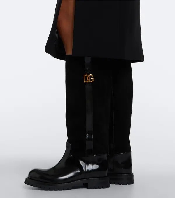 Dolce & Gabbana Dg Leather And Suede Knee-high Boots