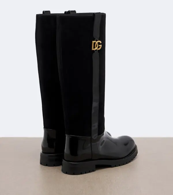 Dolce & Gabbana Dg Leather And Suede Knee-high Boots