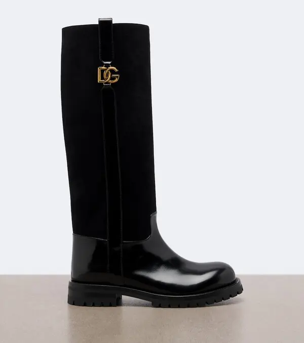 Dolce & Gabbana Dg Leather And Suede Knee-high Boots