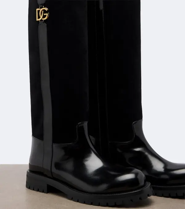 Dolce & Gabbana Dg Leather And Suede Knee-high Boots