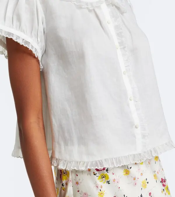 DÔEN Karina Scalloped Ramie Blouse - White