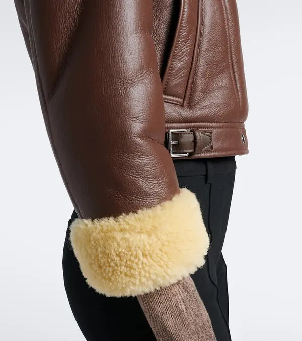 Acne Studios Shearling-trimmed Leather Biker Jacket